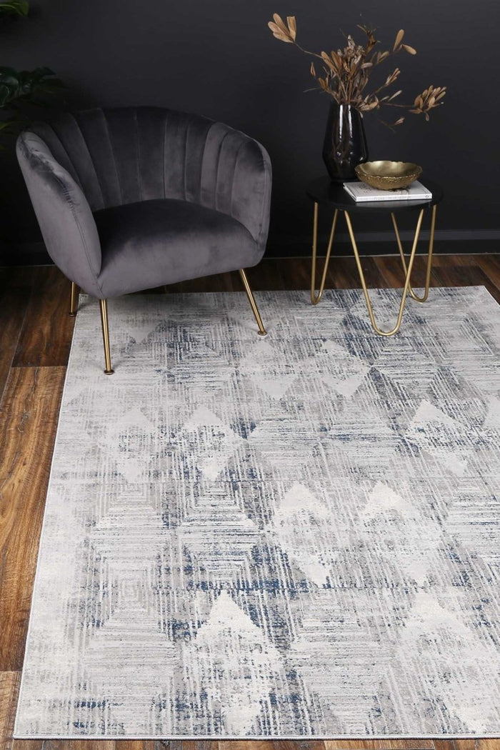 Icon Grey Blue Diamond Rug | Ruggy